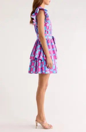 SUGARLIPS Marvy Checker Emie Ruffle Minidress
