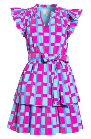 SUGARLIPS Marvy Checker Emie Ruffle Minidress