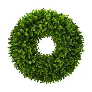 NEARLY NATURAL 25-in Eucalyptus Artificial Wreath - Green