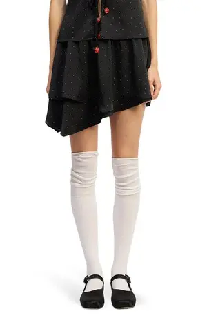 JACQUIE THE LABEL Tegan Dot Asymmetric Miniskirt - Black Ivory