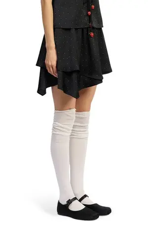 JACQUIE THE LABEL Tegan Dot Asymmetric Miniskirt