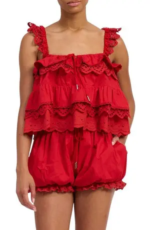 JACQUIE THE LABEL Monterey Ruffle Top - Red