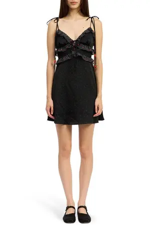 JACQUIE THE LABEL Teagan Tie Strap Minidress - Black Red