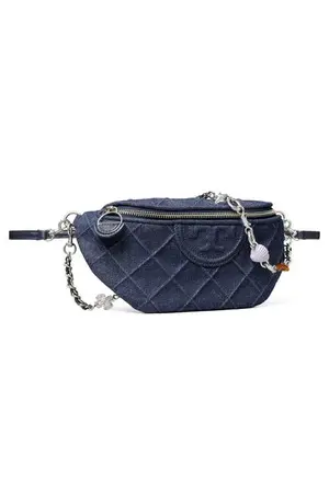 Tory Burch Fleming Quilted Denim Belt Bag