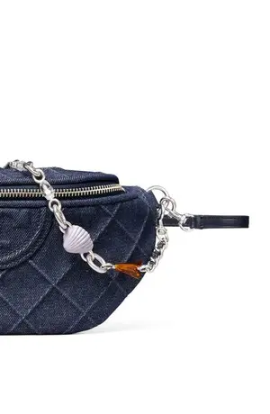 Tory Burch Fleming Quilted Denim Belt Bag