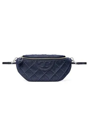 Tory Burch Fleming Quilted Denim Belt Bag