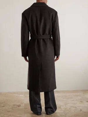 AMOMENTO Belted Wool-blend Coat - Brown
