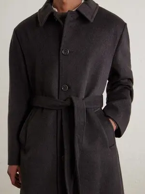 AMOMENTO Belted Wool-blend Coat - Brown