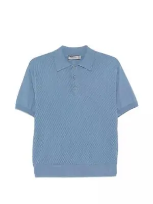 Canali Textured Polo Shirt - Blue