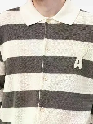 AMI Paris De Coeur Striped Cardigan - Neutrals