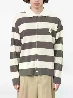AMI Paris De Coeur Striped Cardigan - Neutrals