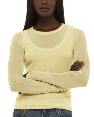 Helmut Lang Mesh Layered Tee - Limoncello