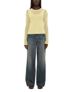 Helmut Lang Mesh Layered Tee - Limoncello