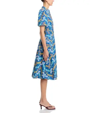 T Tahari Split Neck Fit & Flare Dress