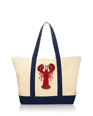 Aqua Large Canvas Tote - Lobster