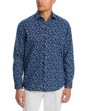 JACK VICTOR Douglas Floral Print Shirt - Navy