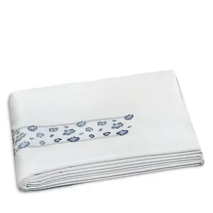 DEA LUXURY LINENS Timothy Corrigan For Dea Animale Embroidered Flat Sheet, King - Blue
