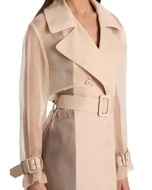 Alice + Olivia Silvia Mixed Media Trench Coat
