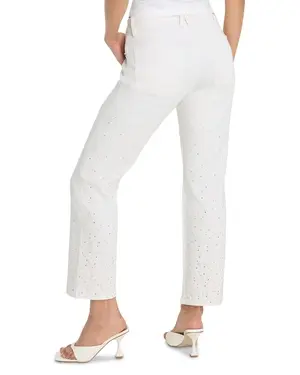 Good American Good Icon High Rise Straight Ankle Embellished Jeans - White