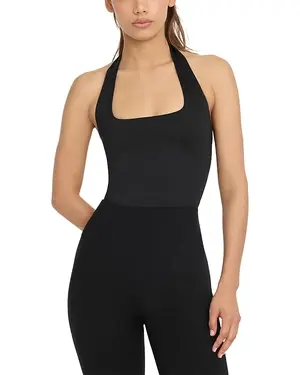 Good American Sculpting Halter Square Neck Bodysuit - Black