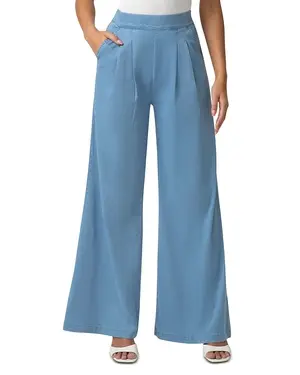 Hue Fluid Denim Palazzo Pants - Chambray Wash