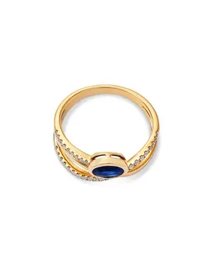 Bloomingdale'S Sapphire And Diamond Crossover Ring