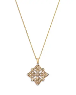 Bloomingdale'S Diamond Filigree Geometric Pendant Necklace - Gold