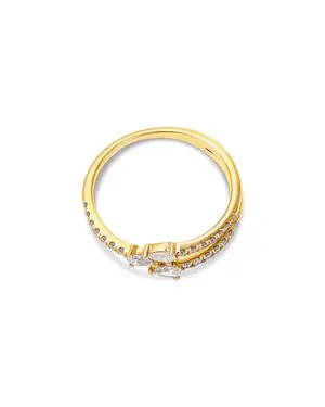 Bloomingdale'S Diamond Pear & Round Bypass Ring 0.42 Tcw