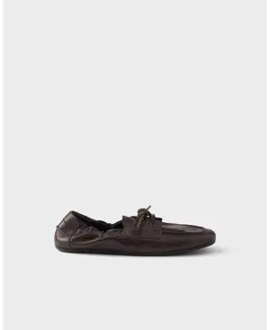 Prada Shuffle Antiqued Leather Laced Shoes - Brown
