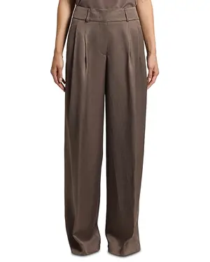 Peserico Double Dart Palazzo Pants - Brown Bark