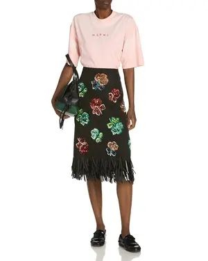 Marni Sequin Fringe Hem Skirt