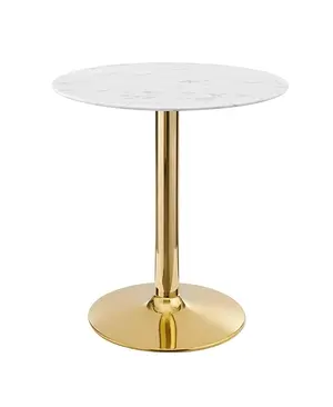 MODWAY Verne 28 Artificial Marble Dining Table - Gold White