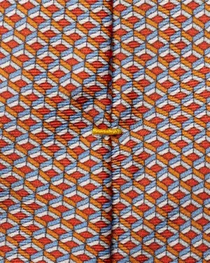 Eton Geometric Print Silk Classic Tie - Medium Orange