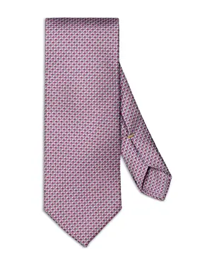 Eton Geometric Print Silk Classic Tie - Medium Pink