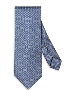 Eton Chain Print Silk Classic Tie - Dark Blue