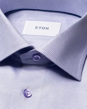 Eton Textured Twill Dress Shirt - Light Purple