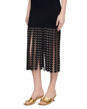 Sandro Fringed Maxi Knit Dress