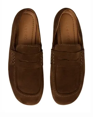 Sandro Sailor Suede Loafer Flats - Brown