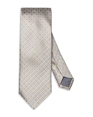 Eton Geometrical Silk Neck Tie - Light Grey