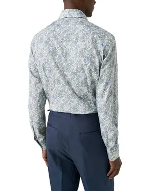 Eton Slim Fit Floral Twill Dress Shirt - Medium Green