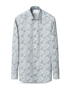 Eton Slim Fit Floral Twill Dress Shirt - Medium Green