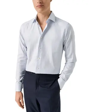 Eton Textured Twill Dress Shirt - Light Blue