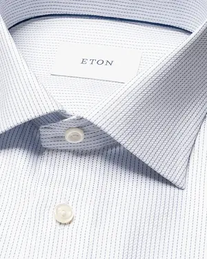 Eton Textured Twill Dress Shirt - Light Blue