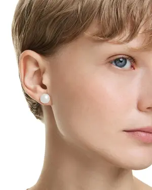 SWAROVSKI Matrix Crystal Pearl Stud Earrings - White