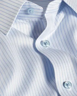 David Donahue Trim Fit Stretch Twill Stripe Dress Shirt