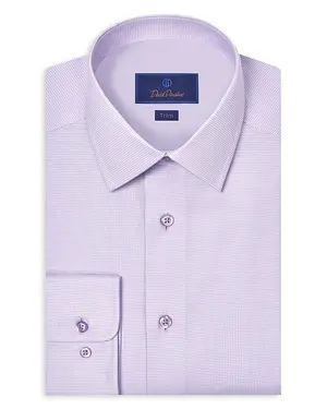 David Donahue Trim Fit Micro Dobby Solid Dress Shirt