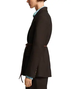 ARGENT Lenox Leather Belted Blazer - Brown