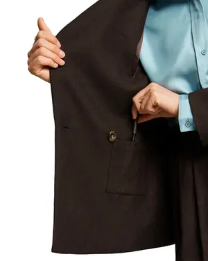 ARGENT Lenox Leather Belted Blazer - Brown