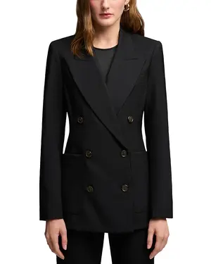 ARGENT Chelsea Peak Lapel Double Breasted Blazer - Black