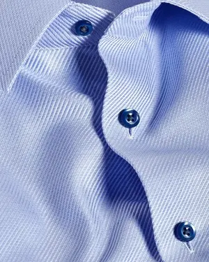 David Donahue Trim Fit Textured Twill Dress Shirt - Sky